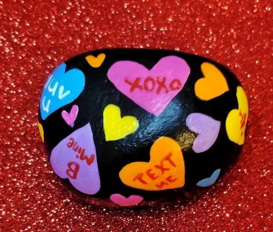 Conversation Heart Painted Rocks - Etsy