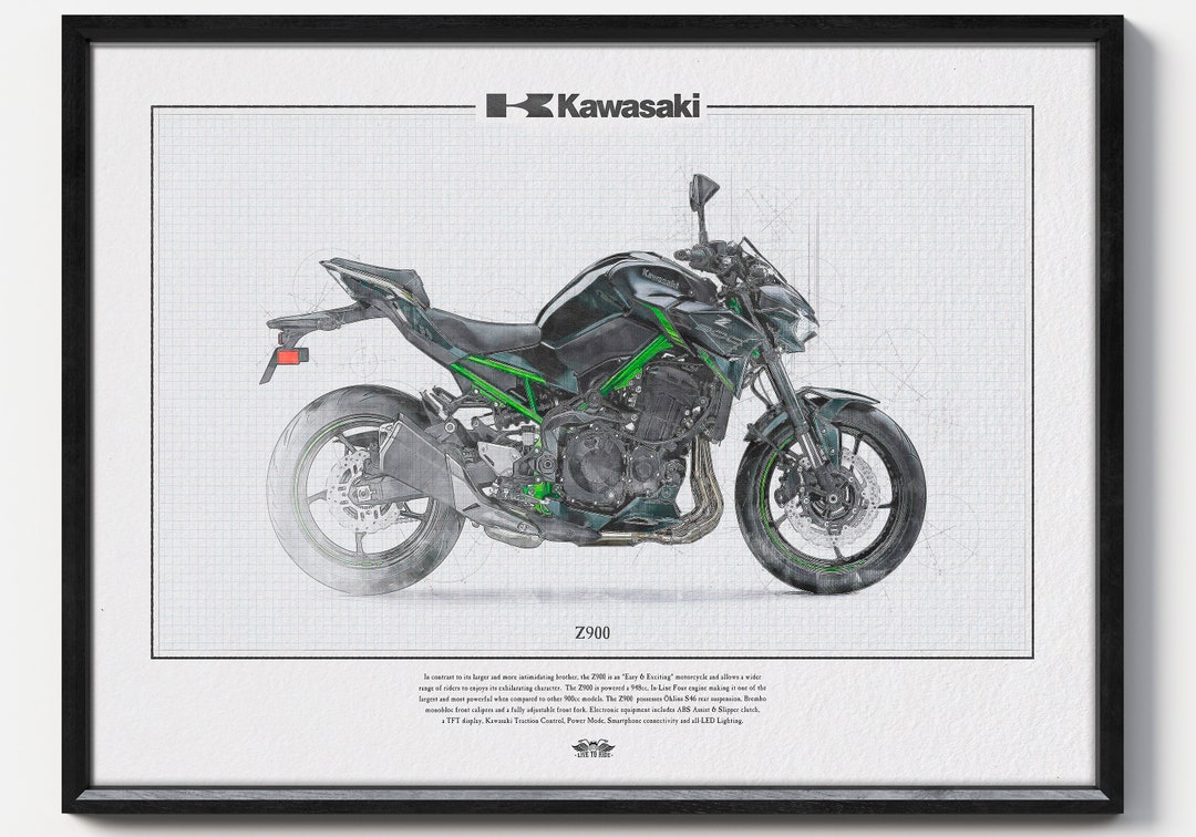 KAWASAKI Z900 BLACK Sketch-style Print. Various Sizes. - Etsy