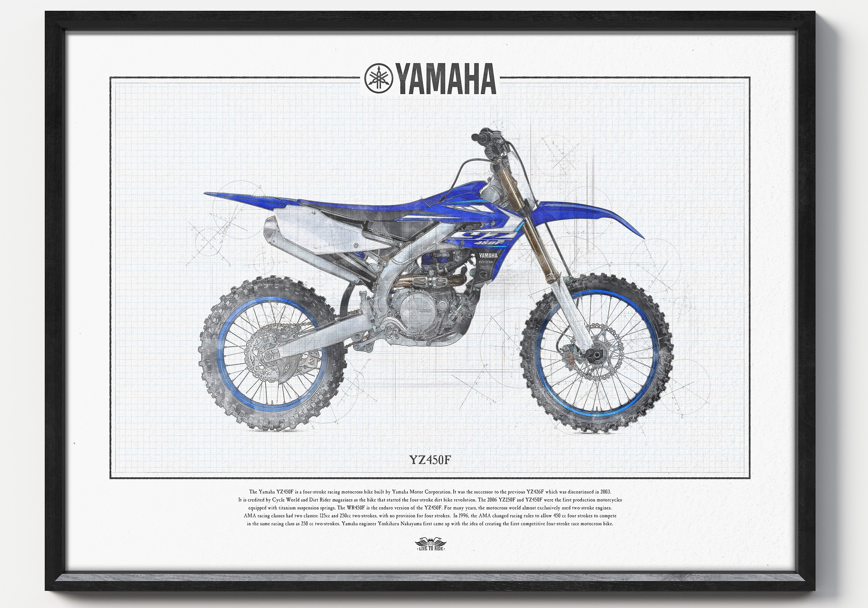 YAMAHA YZ450F MOTOCROSS Sketch-style Print. Various Sizes. - Etsy