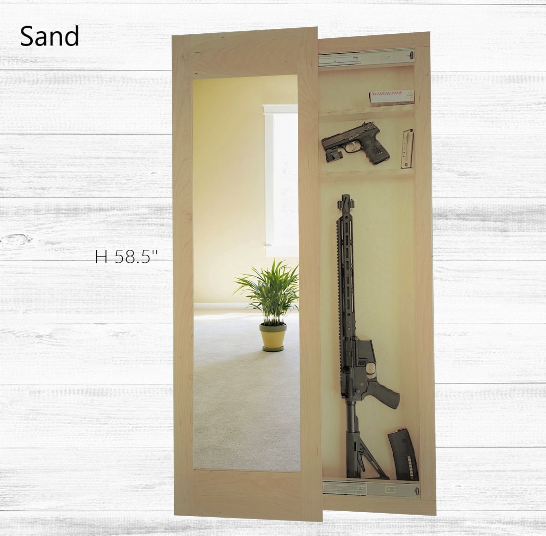 MIRROR SAFE Hidden Storage Mirror In-wall Gun Safe Gun Safe Cabinet ...