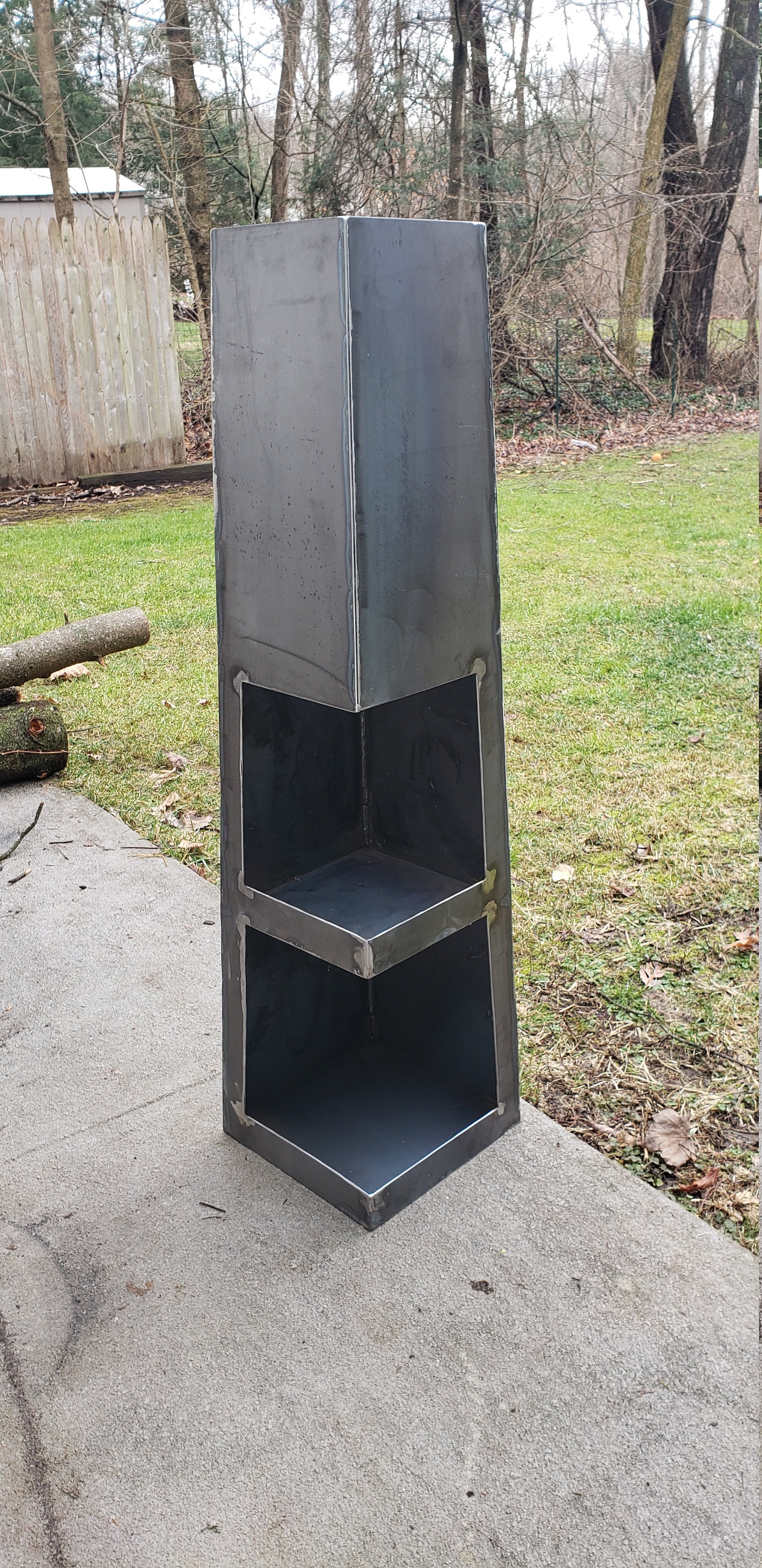 Steel-geometric Chiminea With Wood Storage - Etsy
