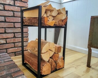 Firewood Rack V Shape Steel Metal Wood Rack Handmade Wood - Etsy