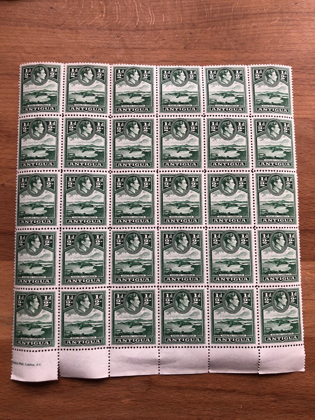 King George VI Antigua Mint Stamp Block of 1/2d Stamps English Harbour ...