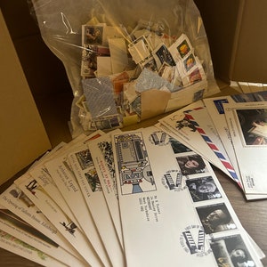 Stamp Collector Sorting Box - Mixed World Stamps, Leaves and Covers ...