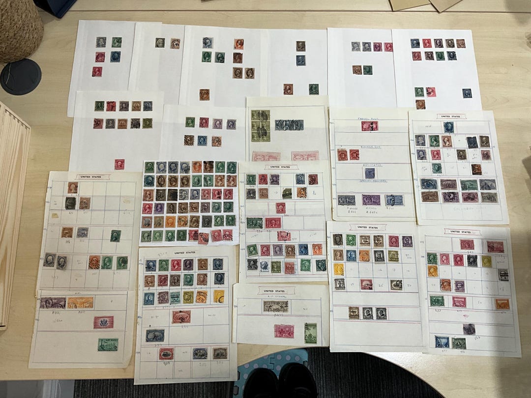 United States Postage Stamp Collection Hinged on Loose Leaves, Some ...