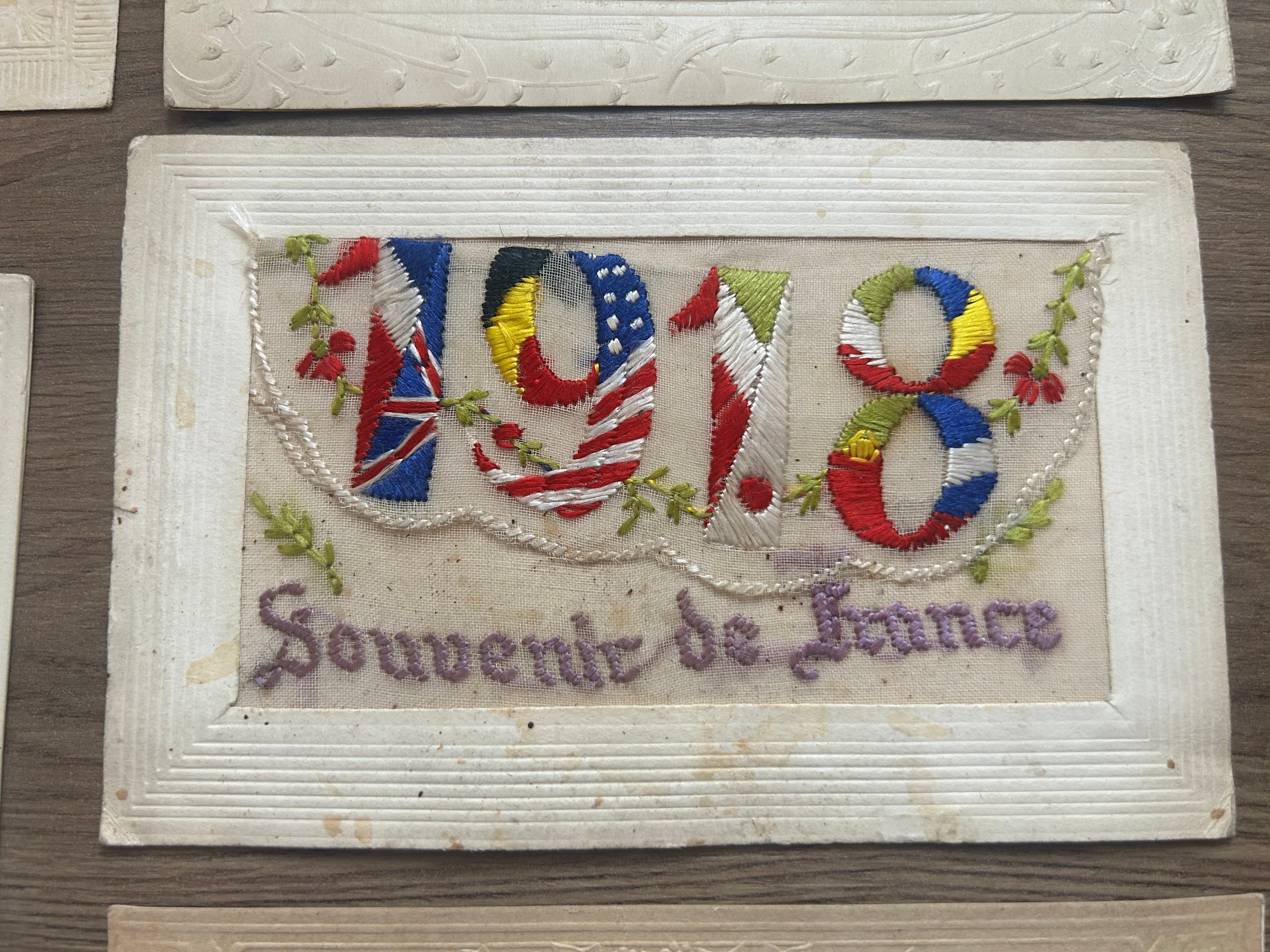 WWI Silk Embroidered Hand Stitched Souvenir Postcards and Greetings ...