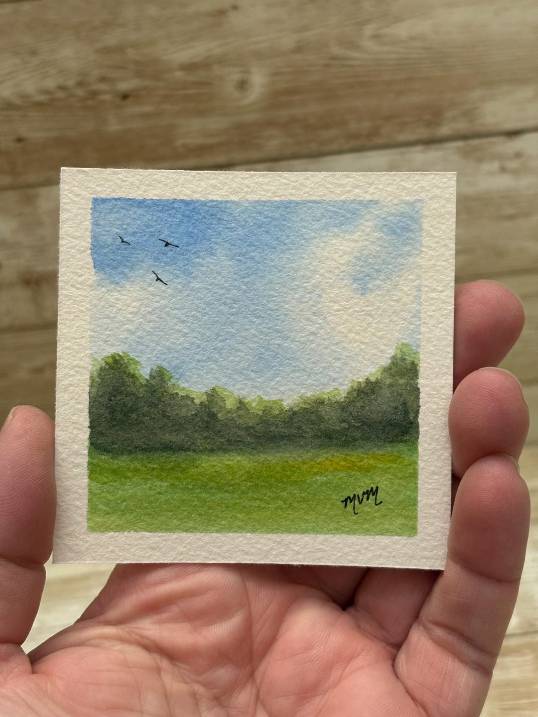 Miniature Landscape Painting 3x3" Mini Watercolor Original Hand Painted ...