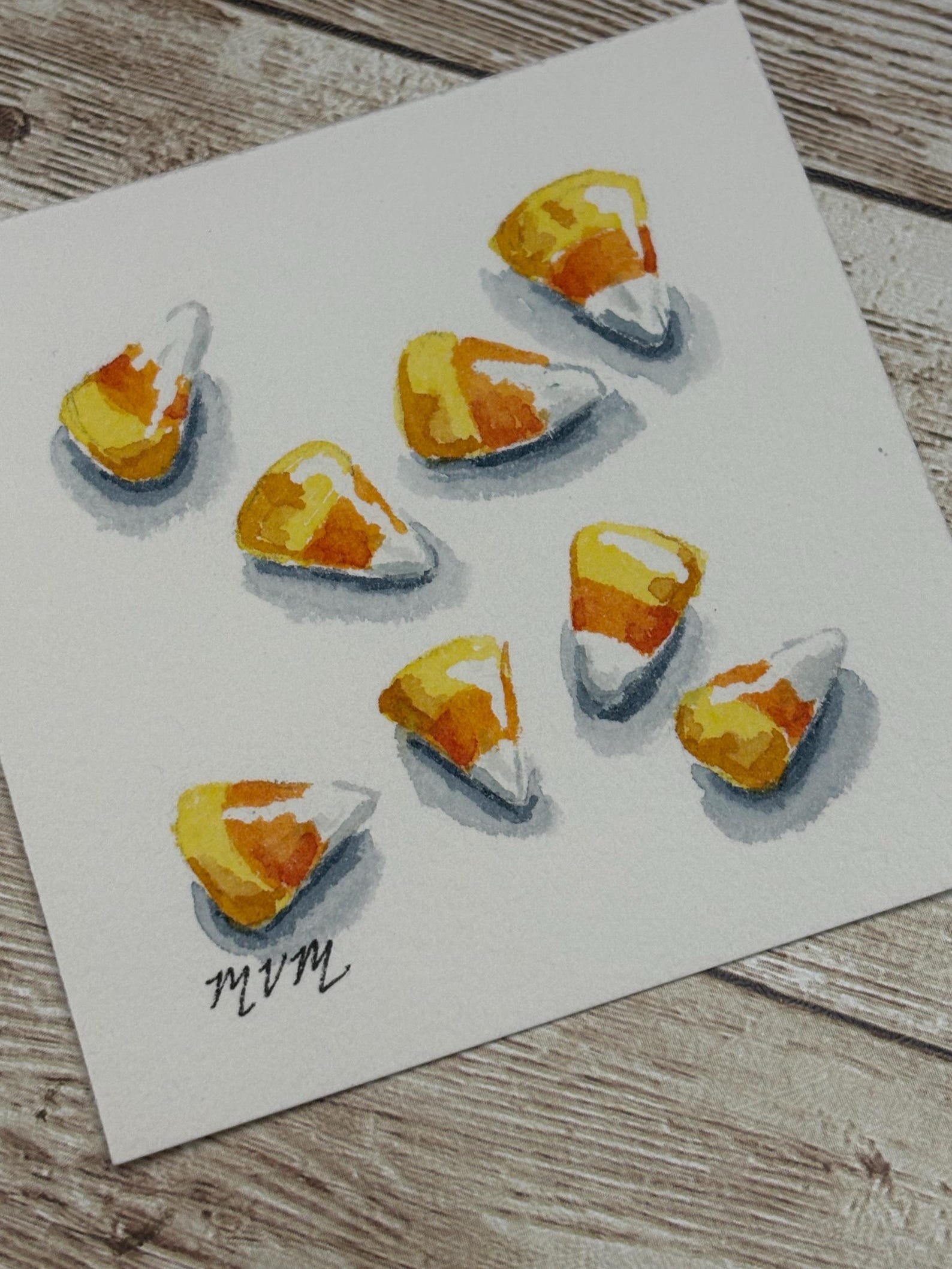 Miniature Watercolor Candy Corn Painting 3x3" Original Art NOT A PRINT ...