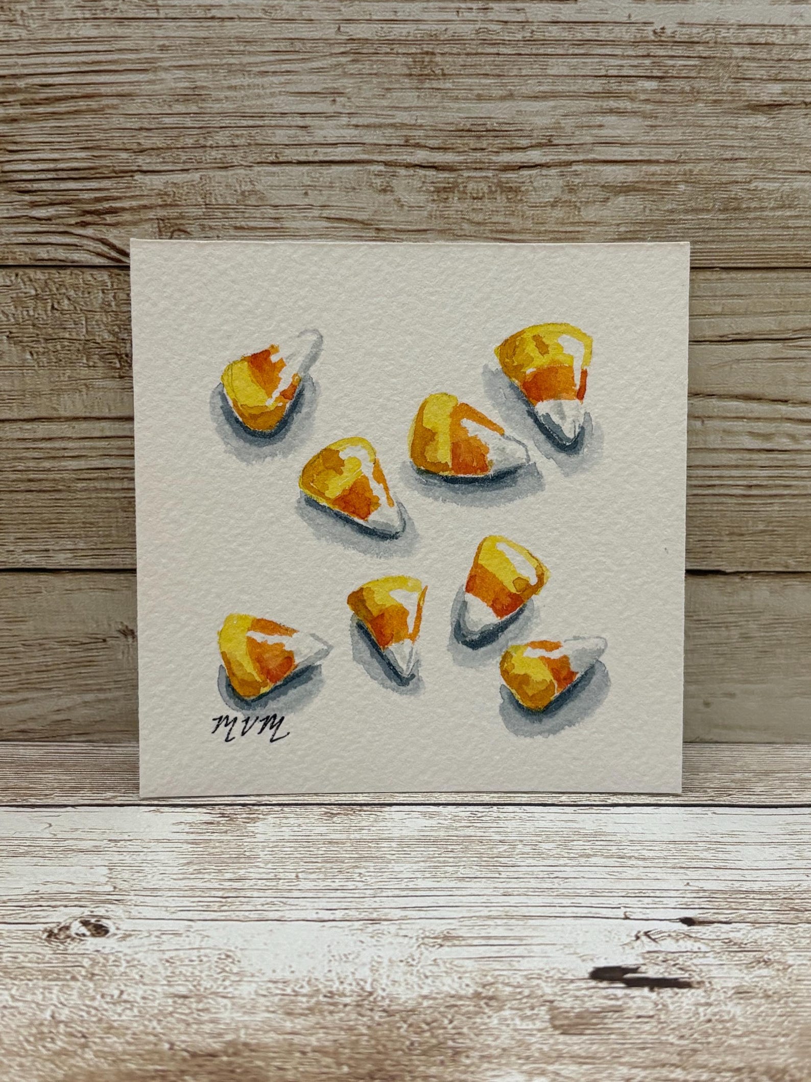 Miniature Watercolor Candy Corn Painting 3x3" Original Art NOT A PRINT ...