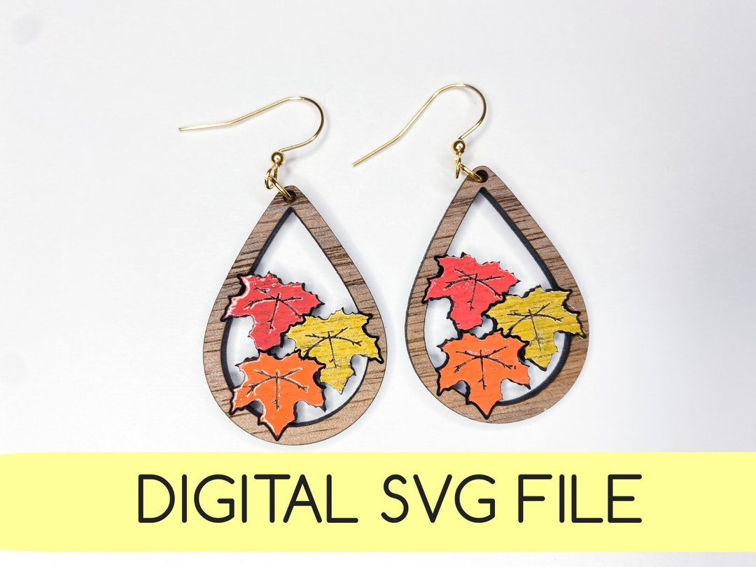 Fall Leaves Earrings SVG, Digital File, Fall Teardrops SVG - Etsy