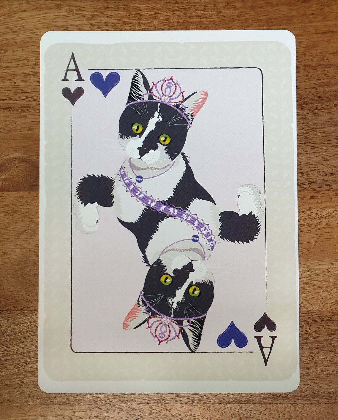 Cat Print, Pet Art, Tuxedo Cat, Playing Card Cat, Cat Ace, Cat Lover ...