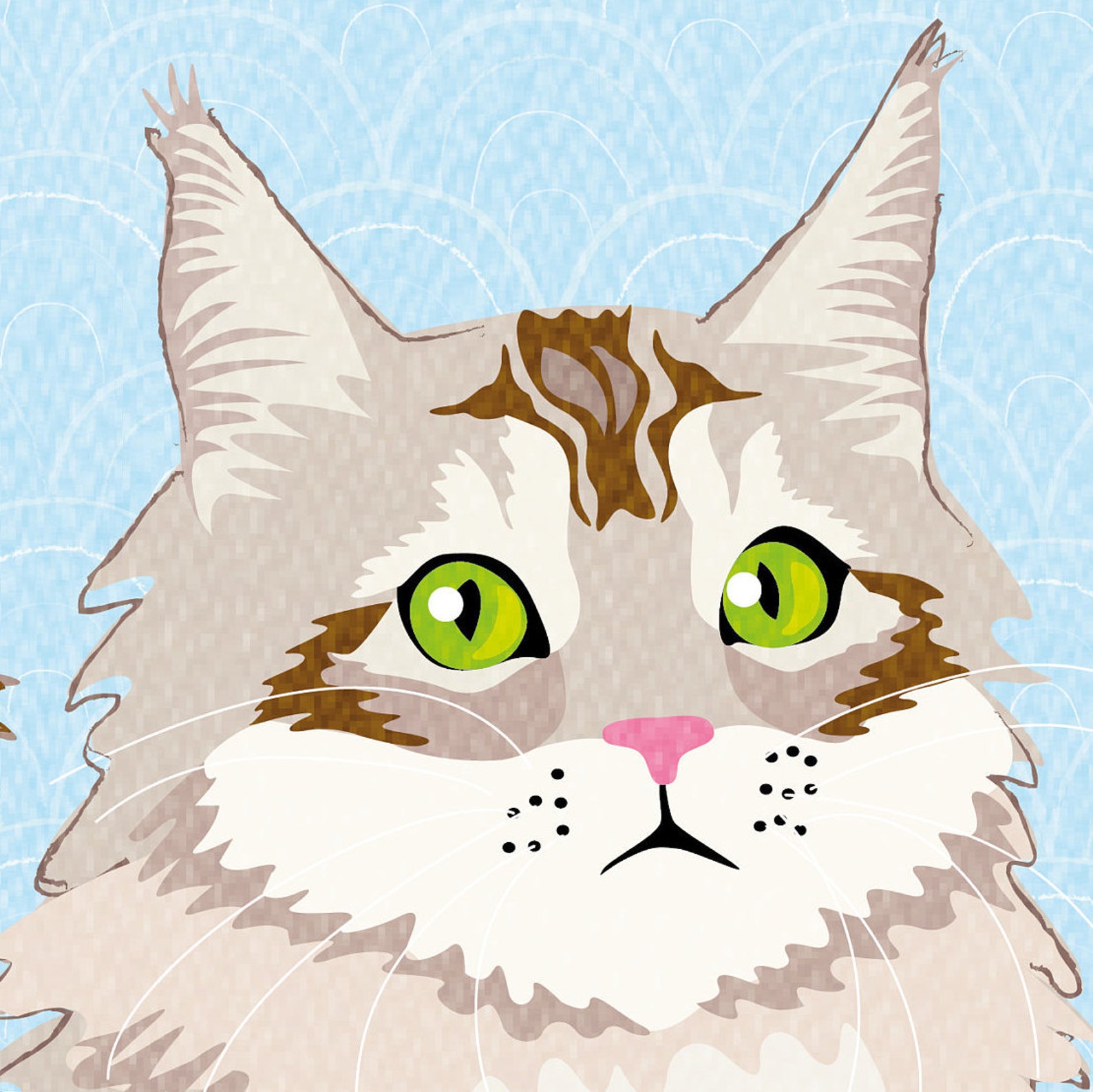 Long Haired Tabby Cat Print, Tabby Cat, Cat Wall Art, Cat Lover Gift ...