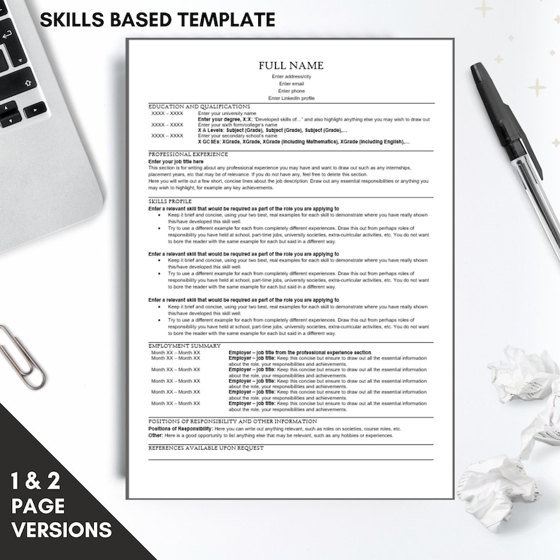 CV TEMPLATE Resume Word Big 4 SUCCESSFUL Example Professional Template ...