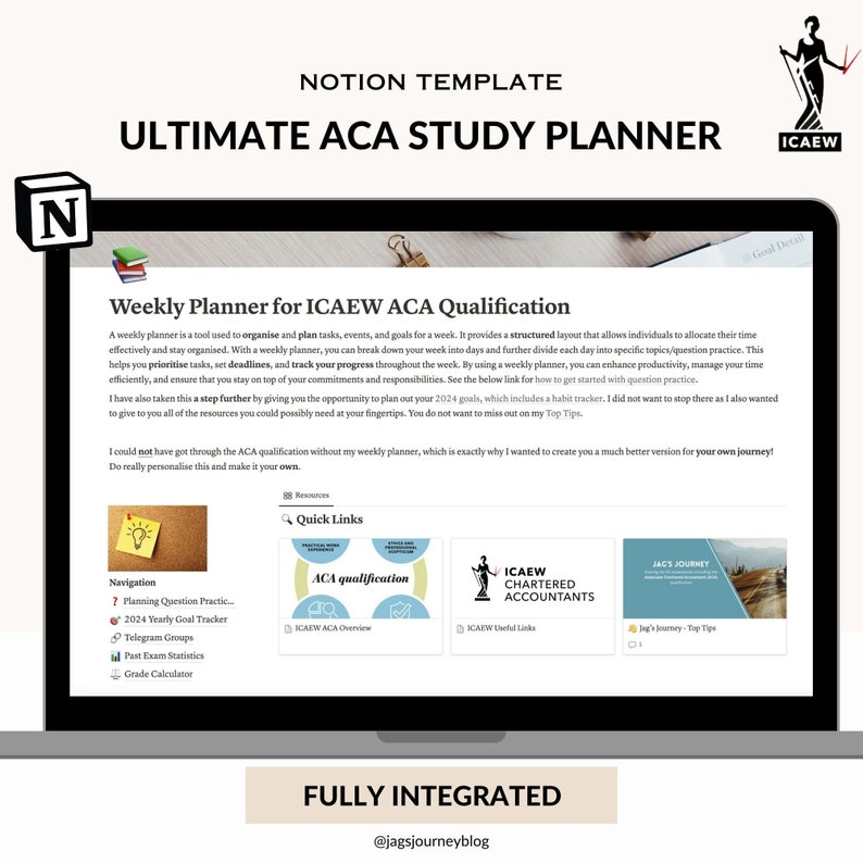 Notion Template Ultimate ICAEW ACA Study Planner Extended Life All in ...