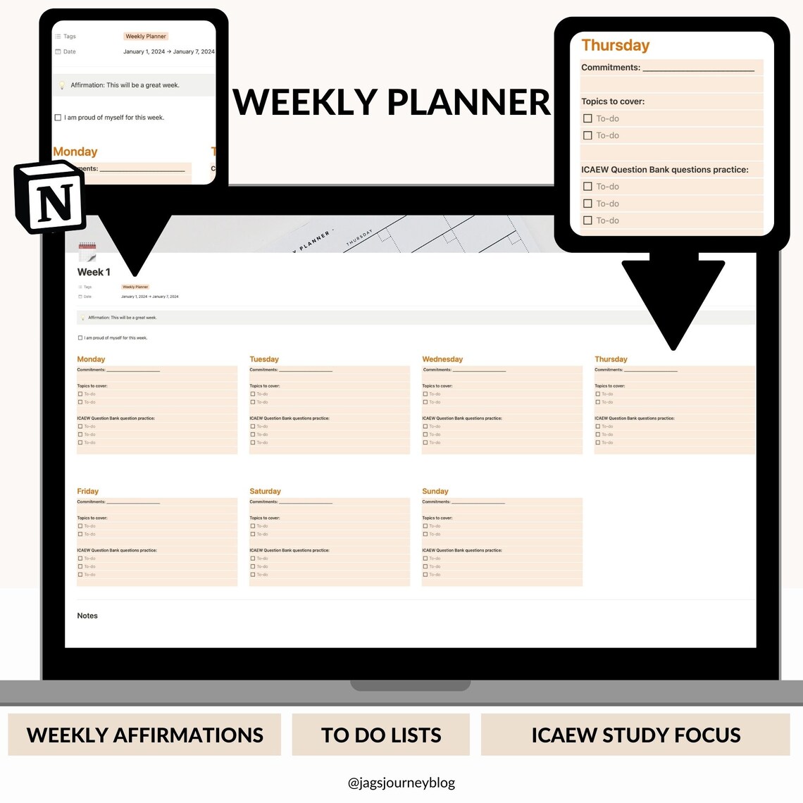 Notion Template Ultimate ICAEW ACA Study Planner Extended Life All in ...