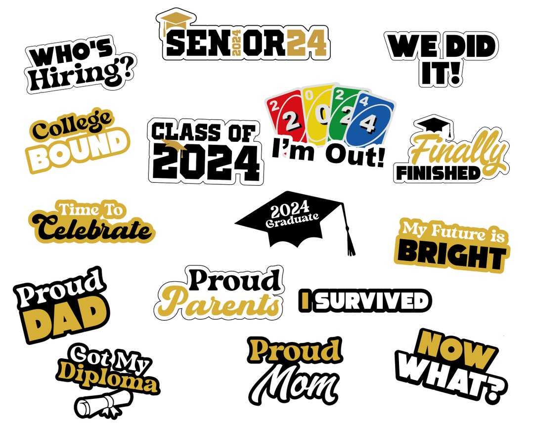 Printable Graduation Photo Props, Grad Party Decor, Digital Photo Both ...