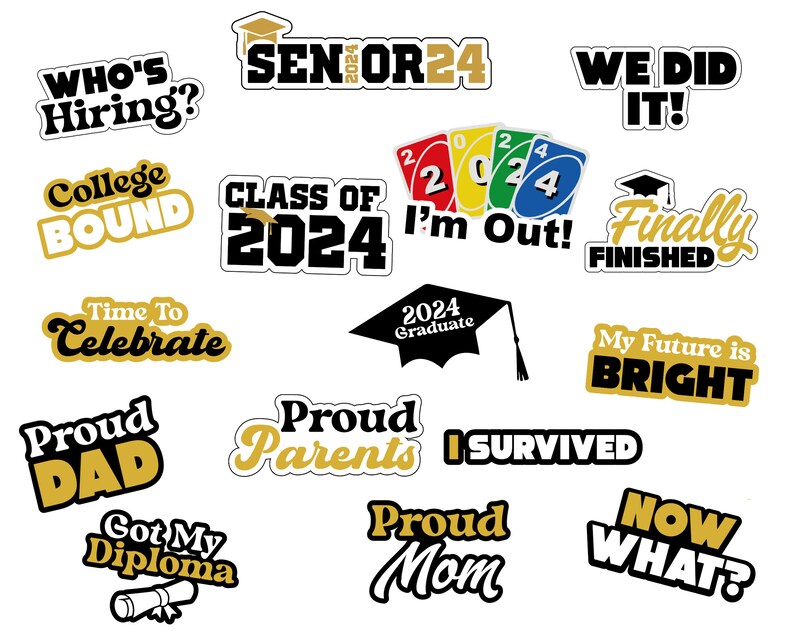 Printable Graduation Photo Props, Grad Party Decor, Digital Photo Both ...