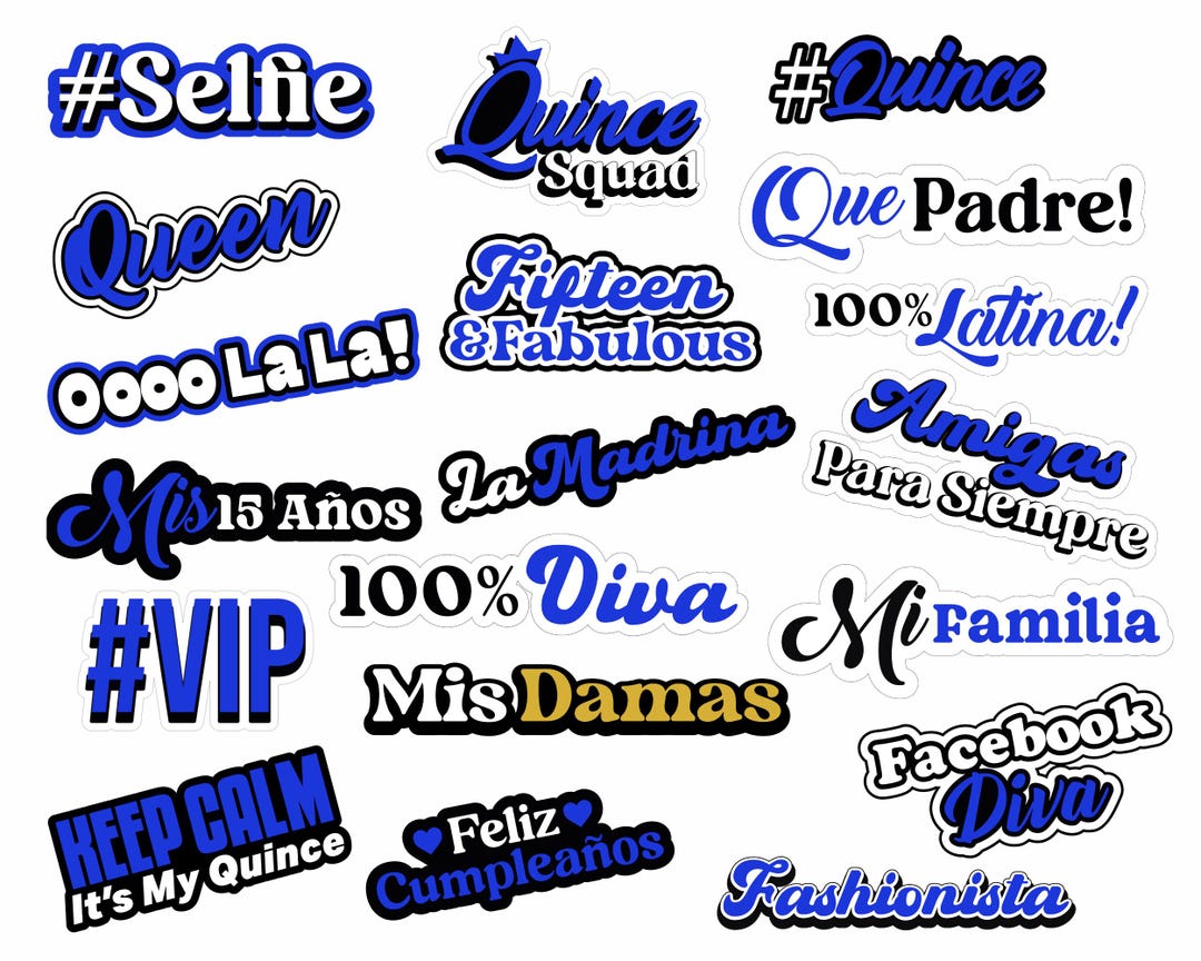 Royal Blue Spanish Quince Photo Booth Props, Quinceañera Party ...
