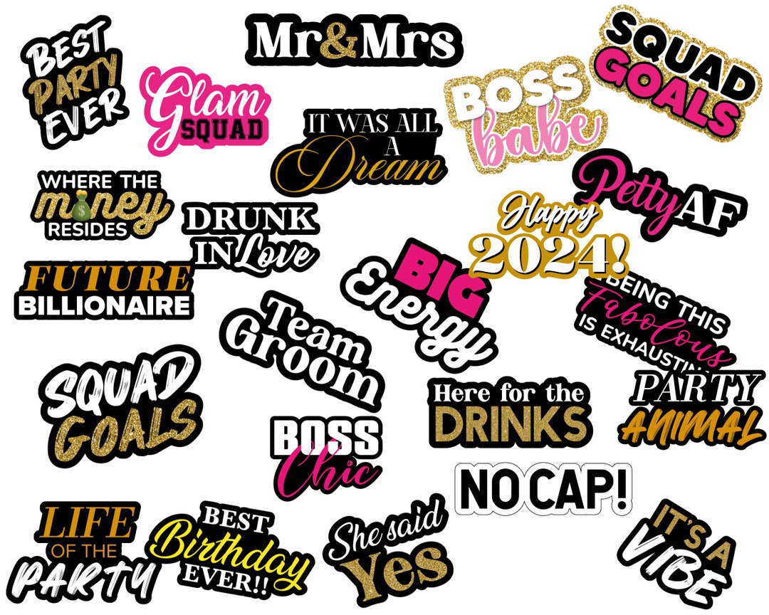 Wedding/new Year/party Digital Photo Booth Props, Printable Photo Booth ...