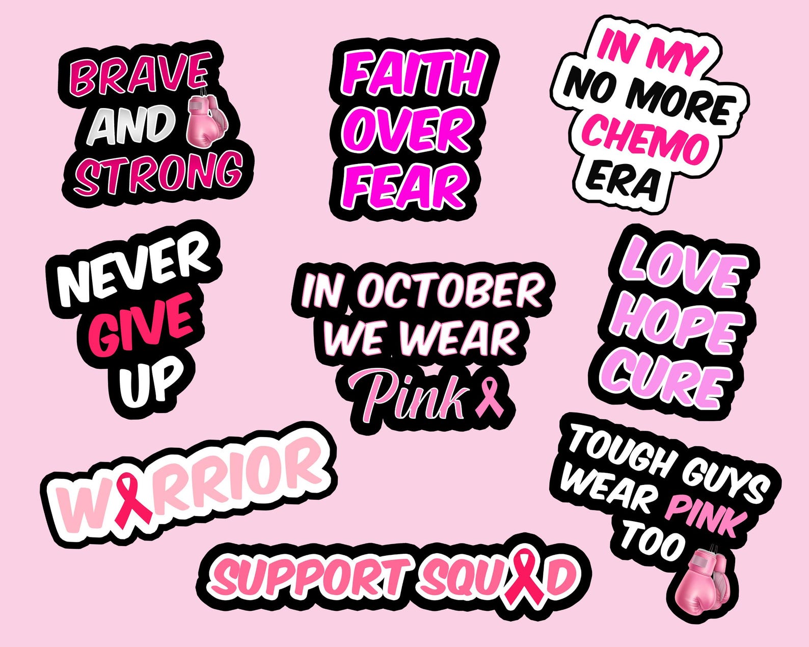 9 Pink Breast Cancer Digital Props, Party Decorations, Digital Photo ...