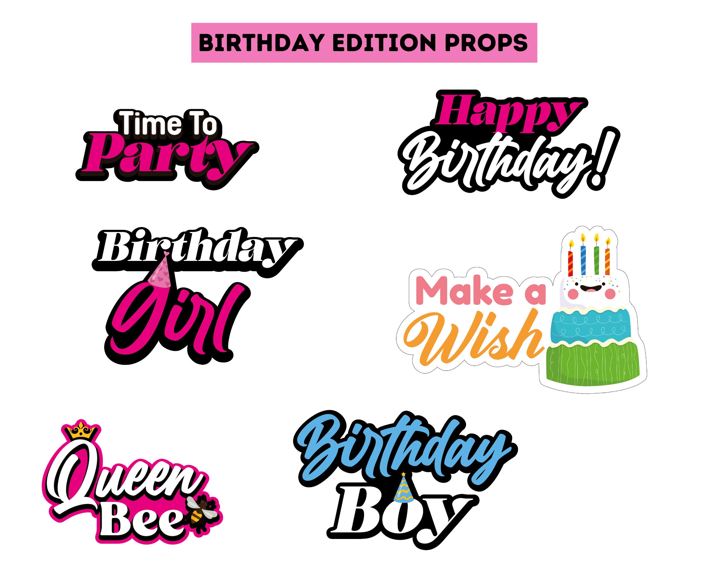 Birthday Party Digital Photo Booth Props, Printable Props, Celebration ...