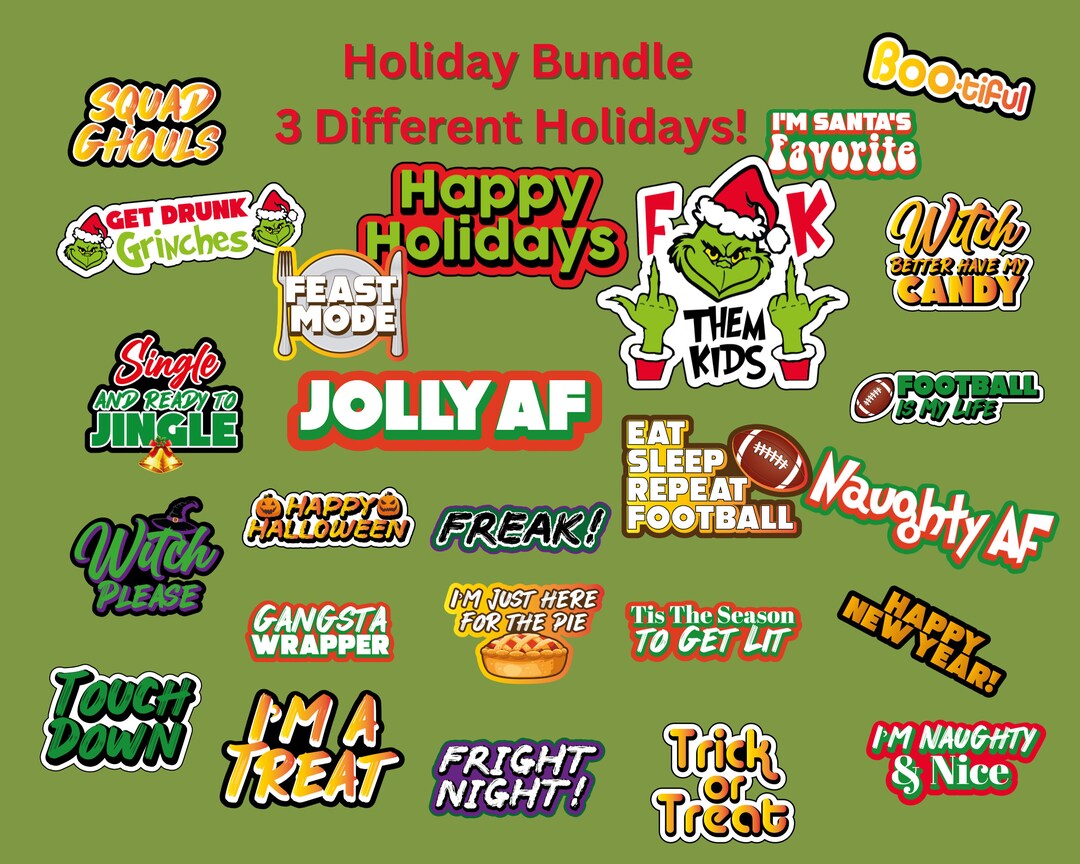 Holiday Bundle Photo Booth Digital Props | Cut Files | Instant Download ...
