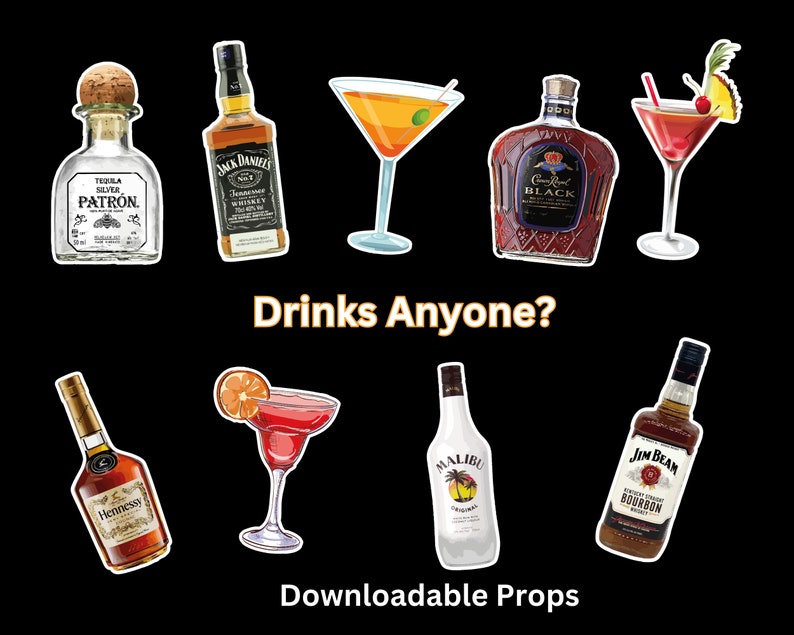 Fun Alcohol Drink Photo Booth Props Printable Party Accessories for ...