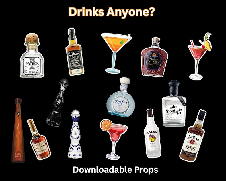 Digital Alcohol Photo Booth Props, Party Photo Props, Drink Themed ...