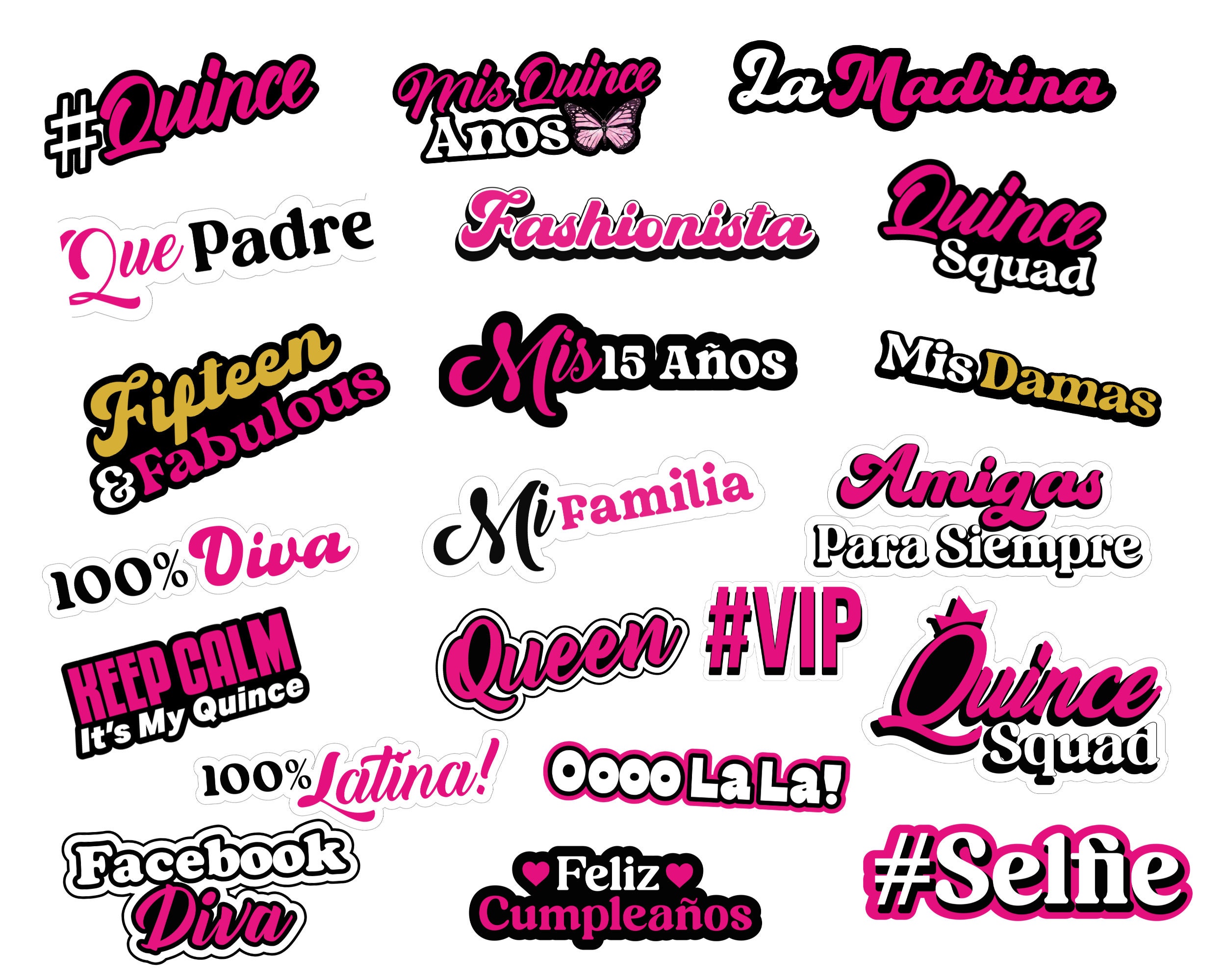 Spanish Quince Photo Booth Props, Quinceañera Party Decorations, Sweet ...