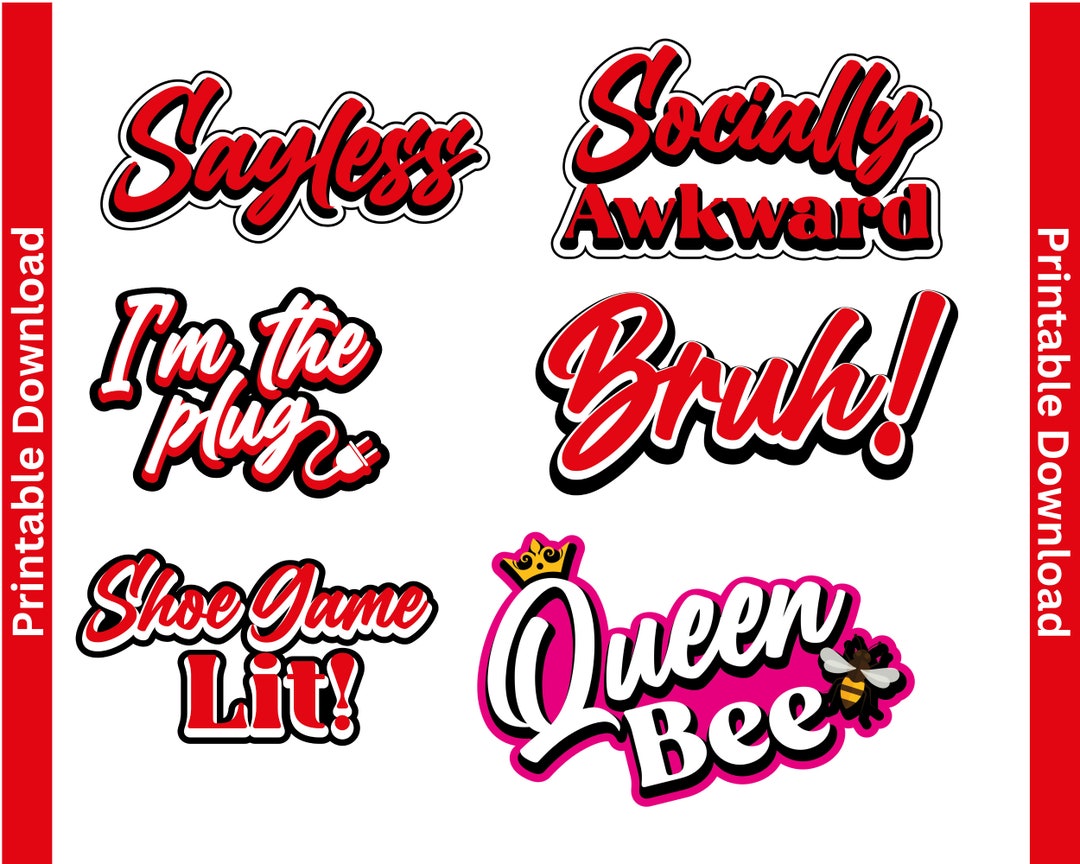 6 Photo Booth Props PNG, Instant Download Photo Booth Props, Digital ...