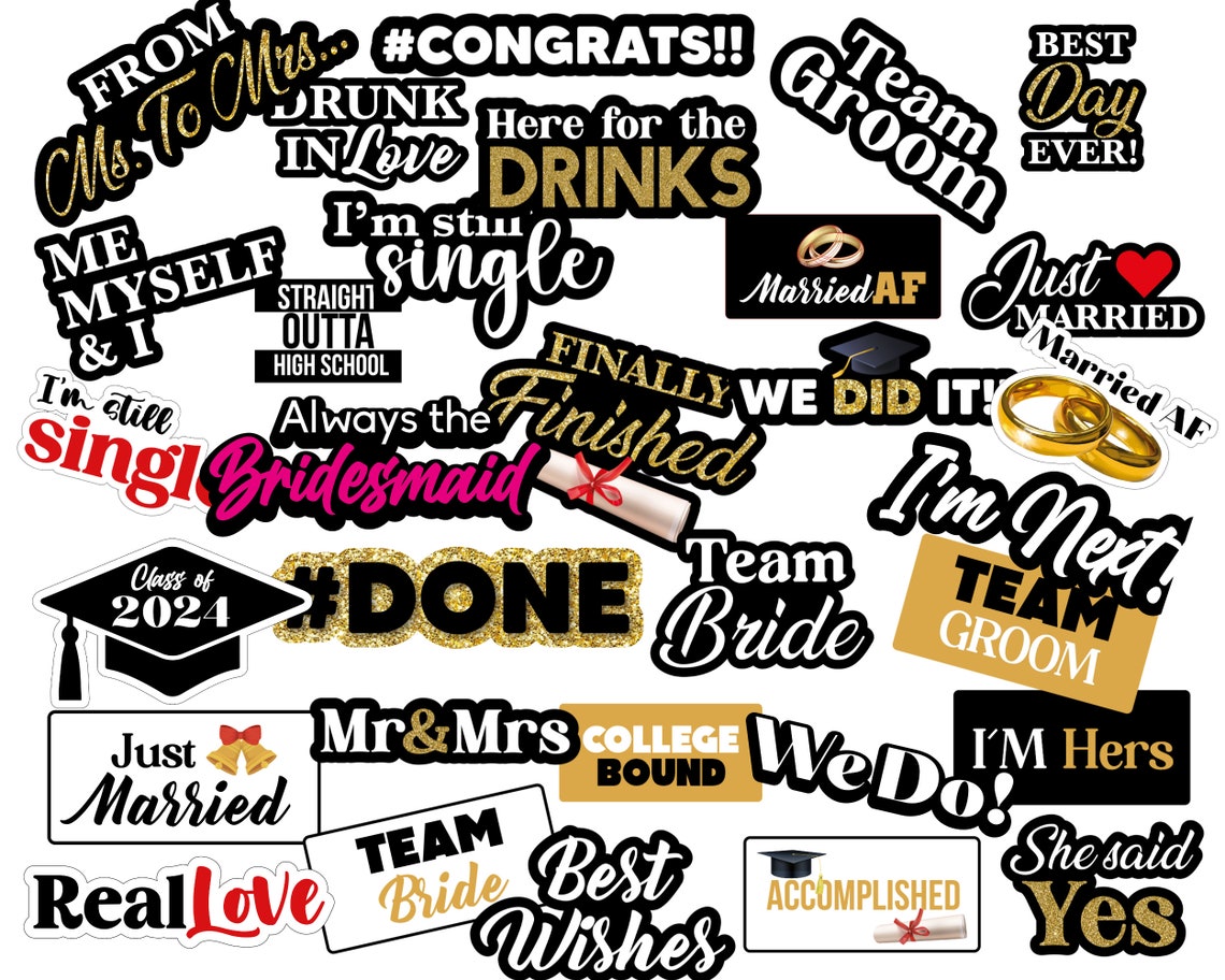 Wedding and Graduation Photo Booth Props, Digital Props, Party Decor ...