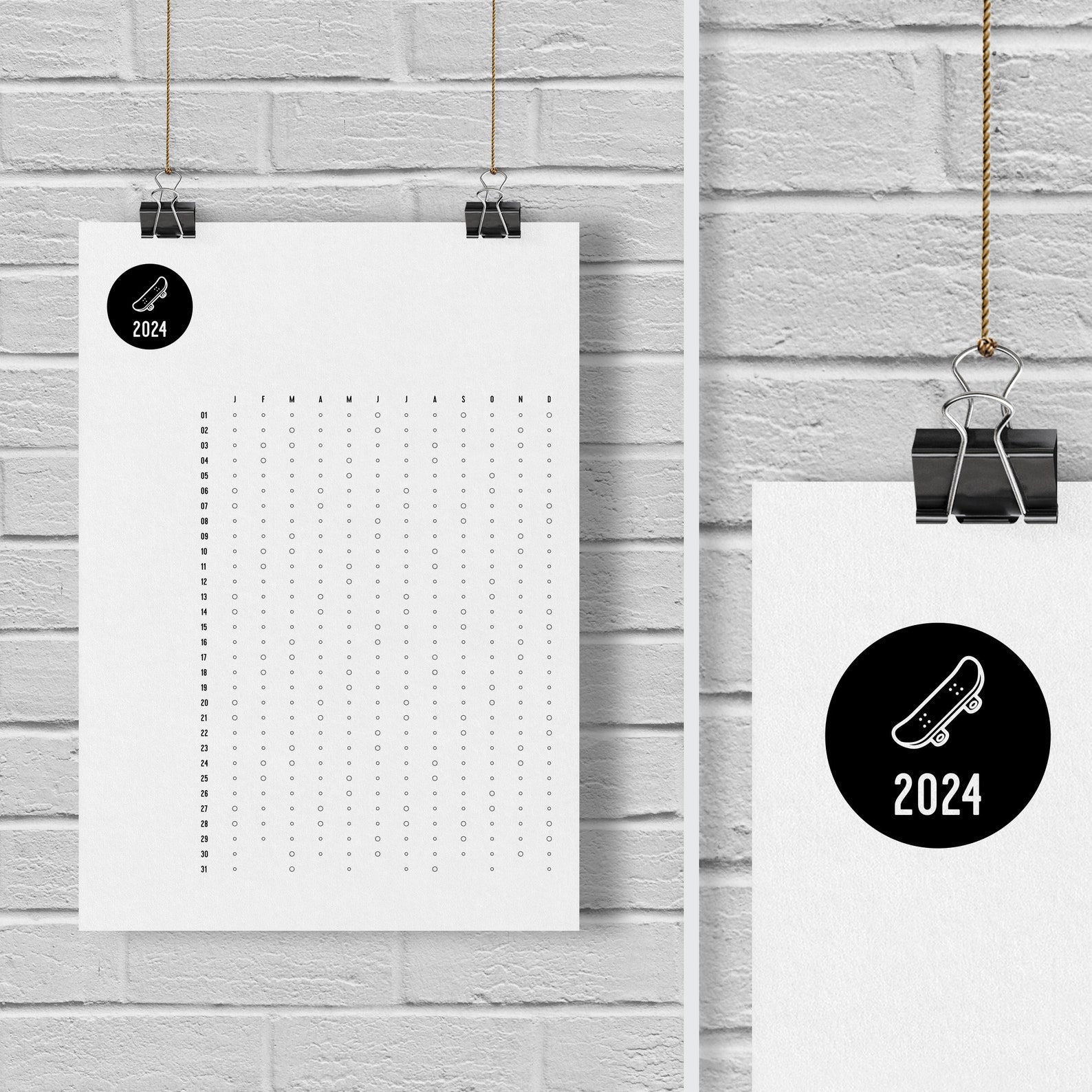 SKATEBOARDING 2024 Calendar Progress Tracker Printable PDF A4 Min Size ...