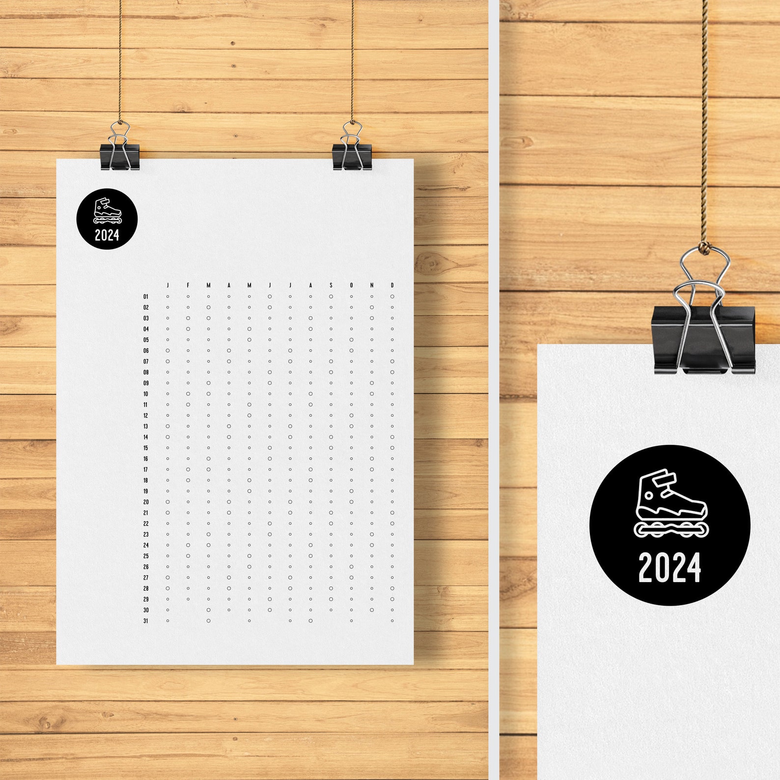 ROLLERBLADING 2024 Calendar Progress Tracker Printable PDF A4 Min Size ...