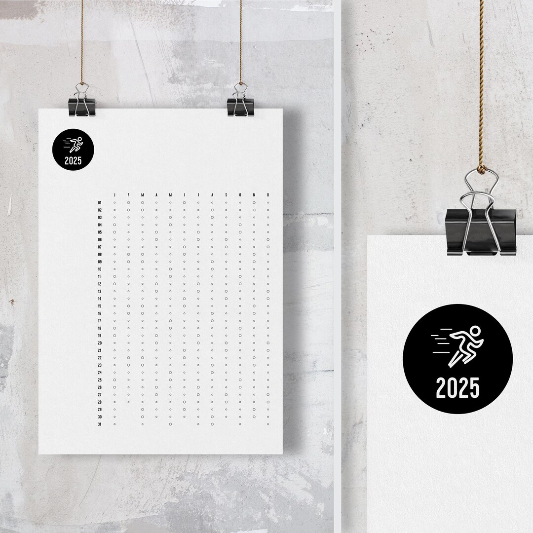 RUNNING • JOGGING • 2025 Calendar Progress Tracker • Printable PDF • A4 ...