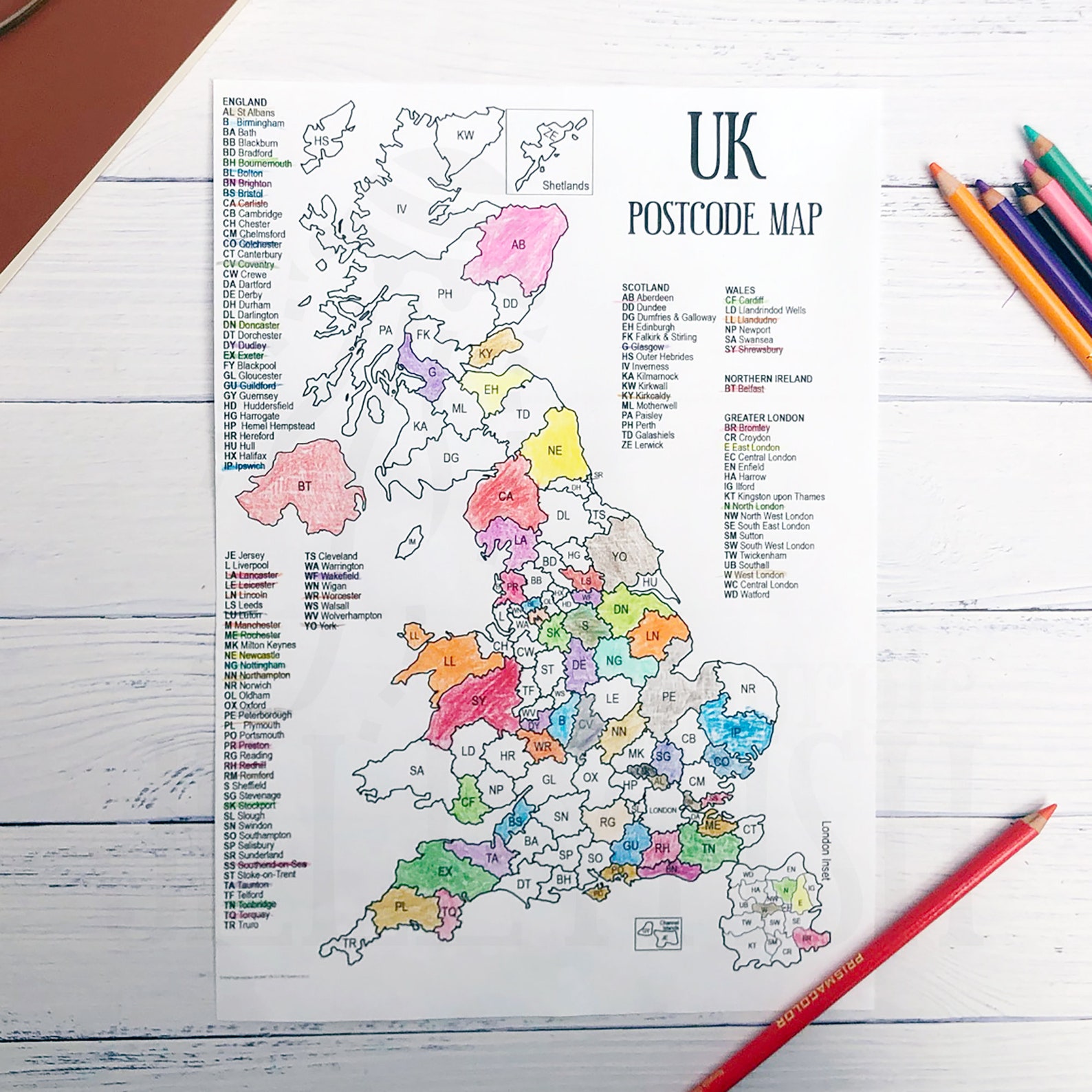 UK Postcode Map for Sales Tracking | Digital Download - Etsy UK