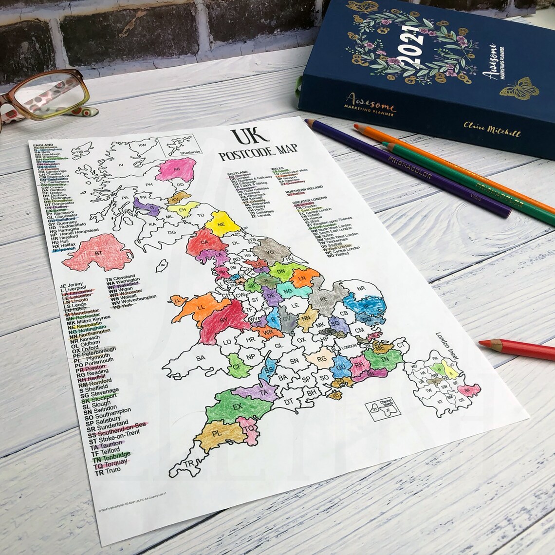 UK Postcode Map for Sales Tracking | Digital Download - Etsy