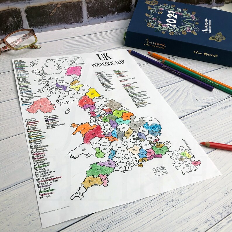 UK Postcode Map for Sales Tracking | Digital Download - Etsy UK