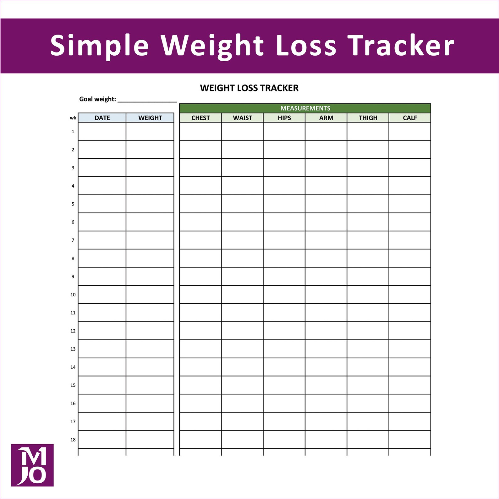 Simple Weight Loss Tracker PDF to Print - Etsy
