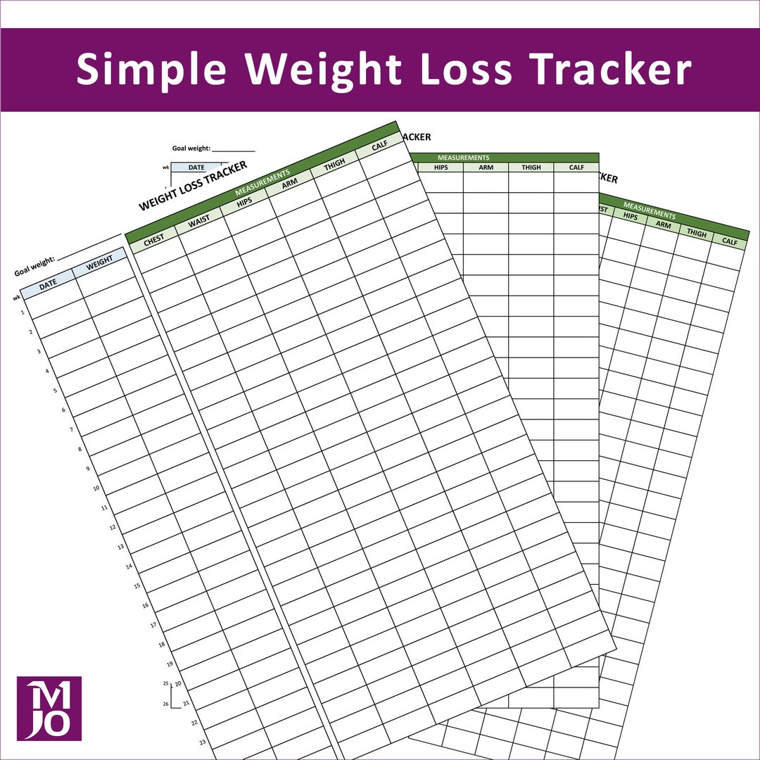 Simple Weight Loss Tracker PDF to Print - Etsy