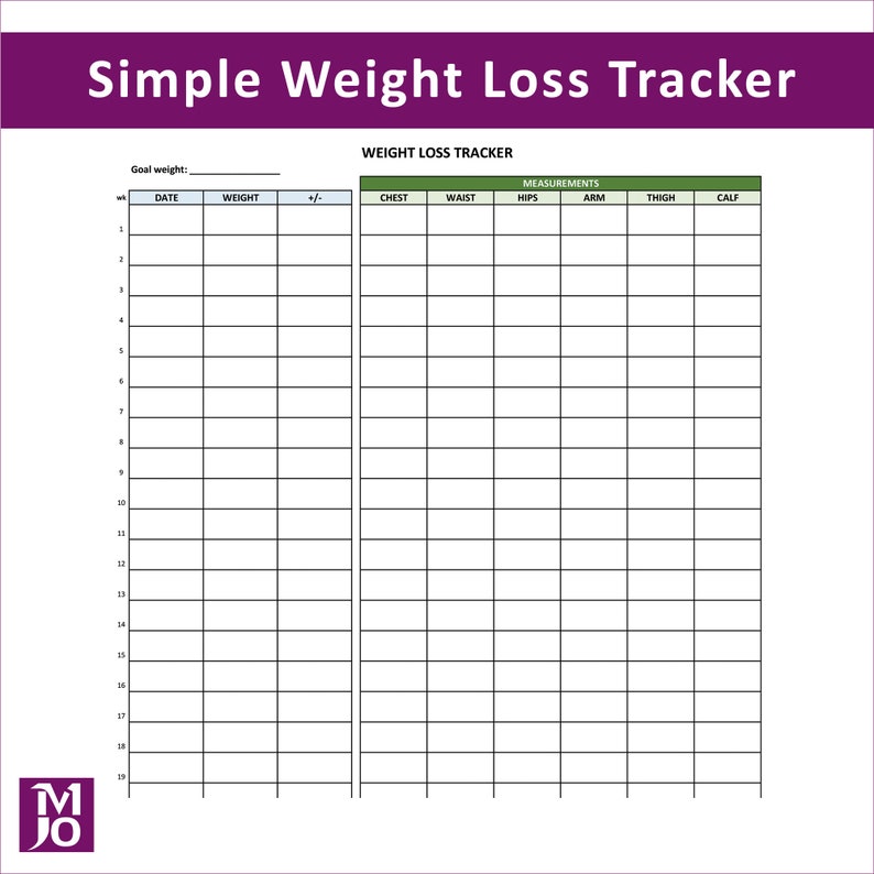 Simple Weight Loss Tracker PDF to Print - Etsy
