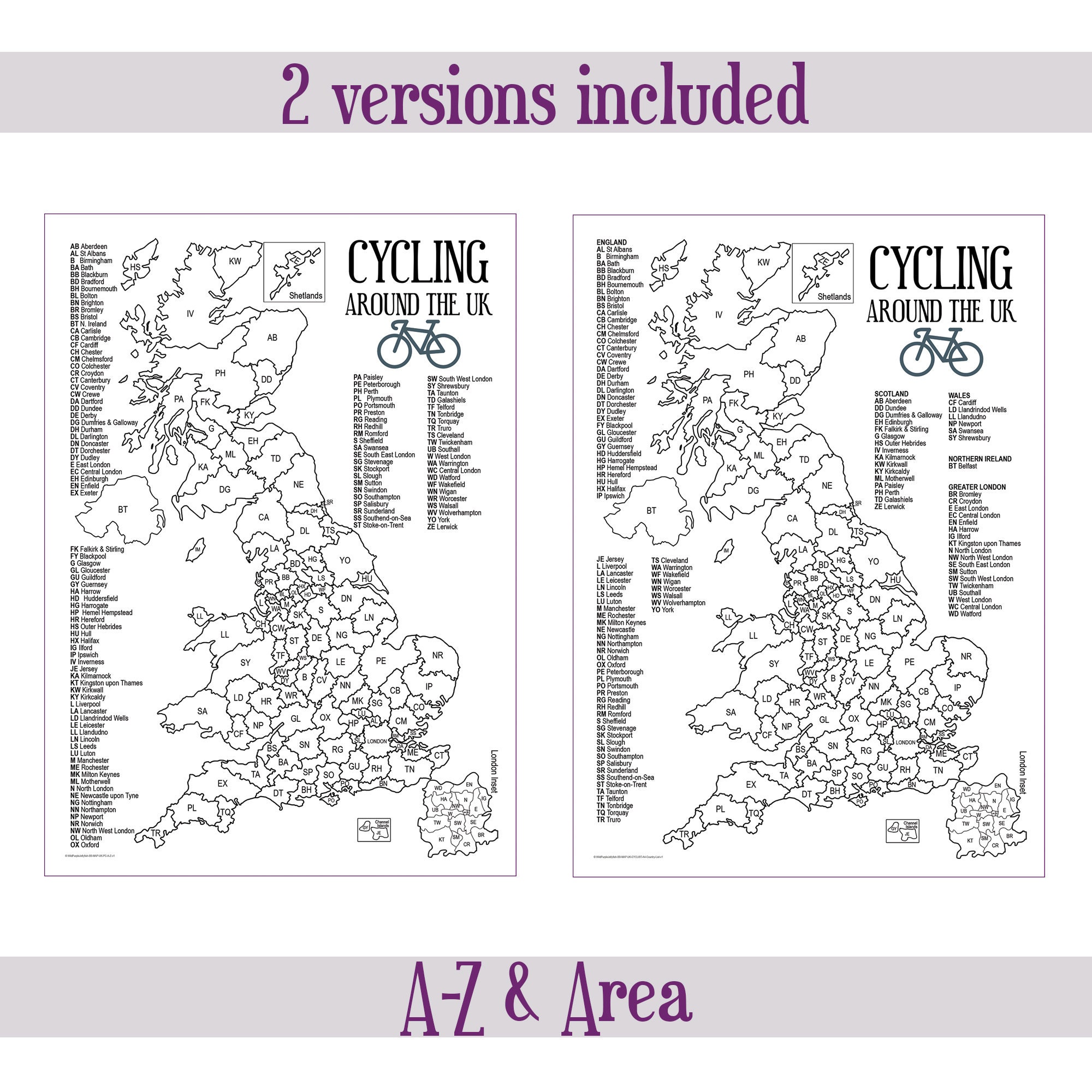 UK Postcode Map for Cyclists - Etsy