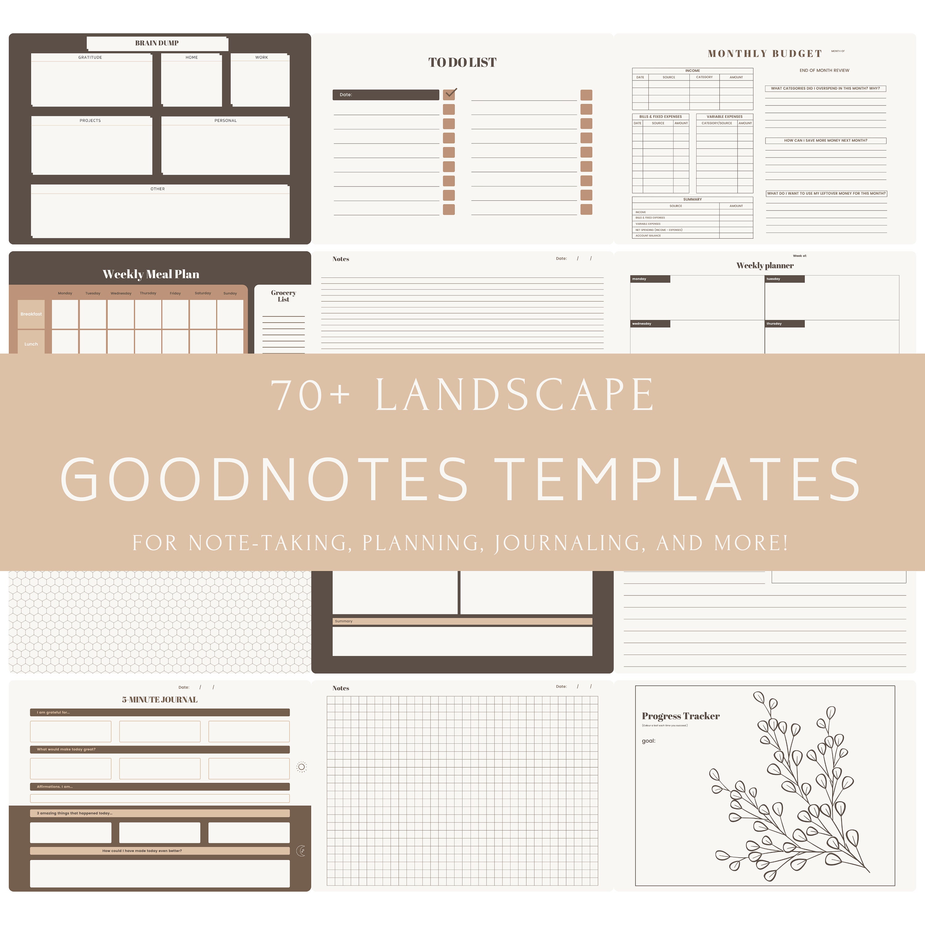 Goodnotes Template Kit Landscape Neutral, Digital Planner for Note ...