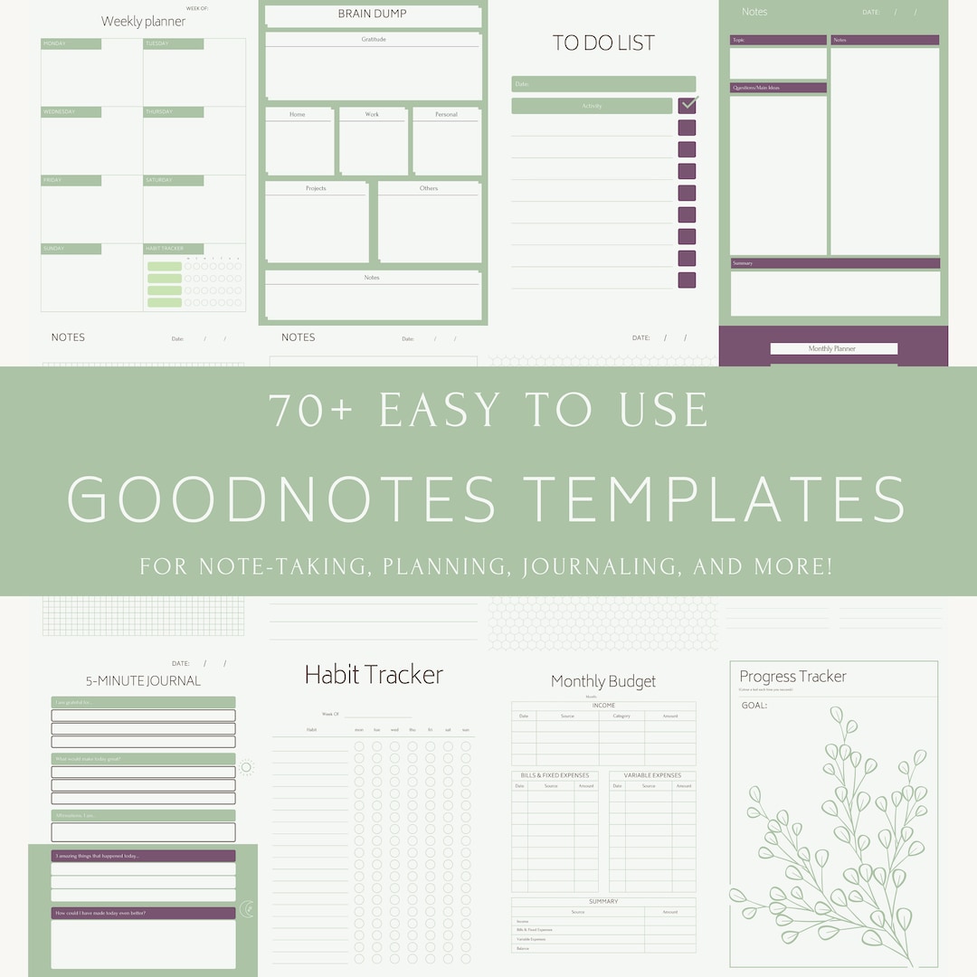 Goodnotes Template Kit, Digital Planner for Note Taking, Organize ...