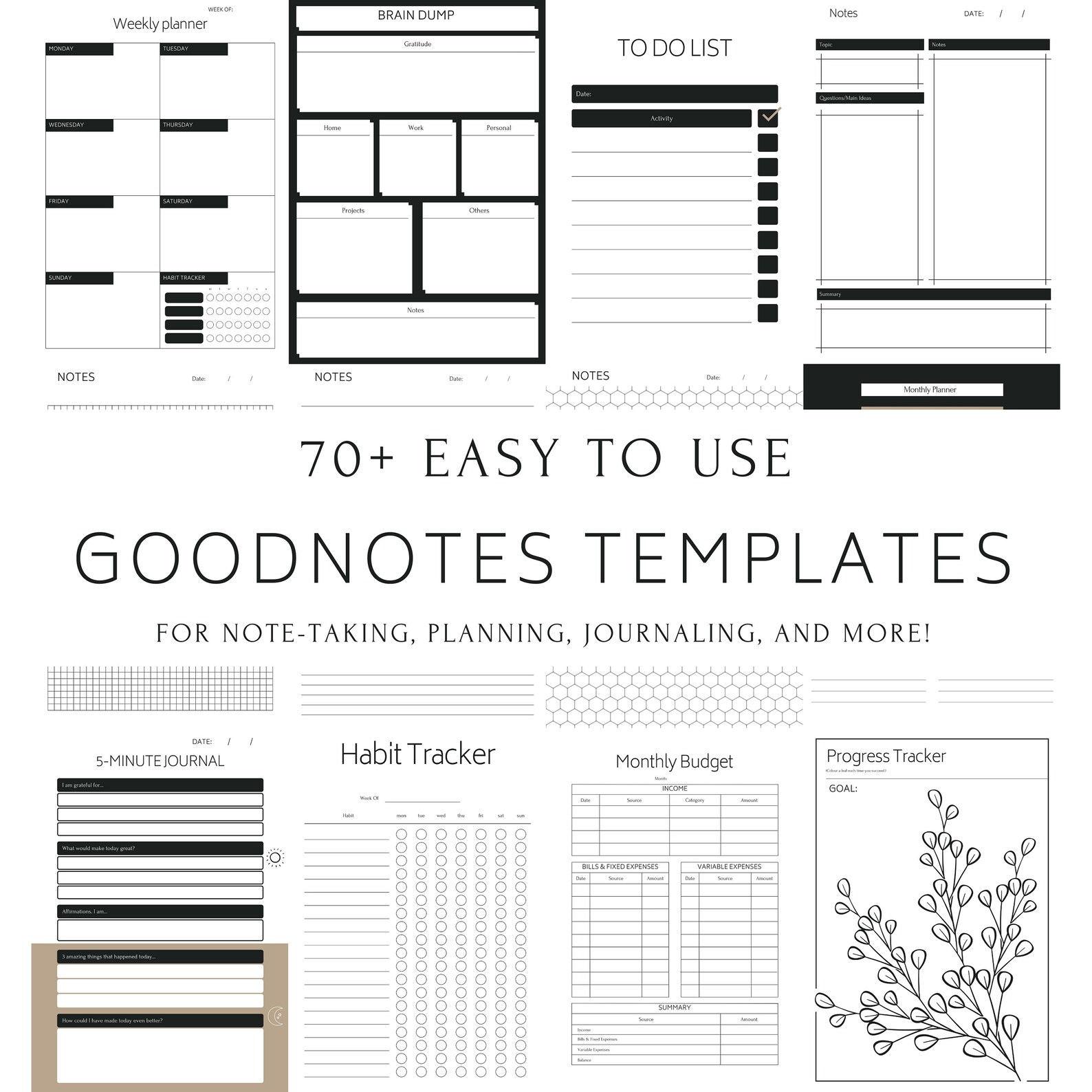 Goodnotes Template Kit Neutral Digital Planner for Note - Etsy