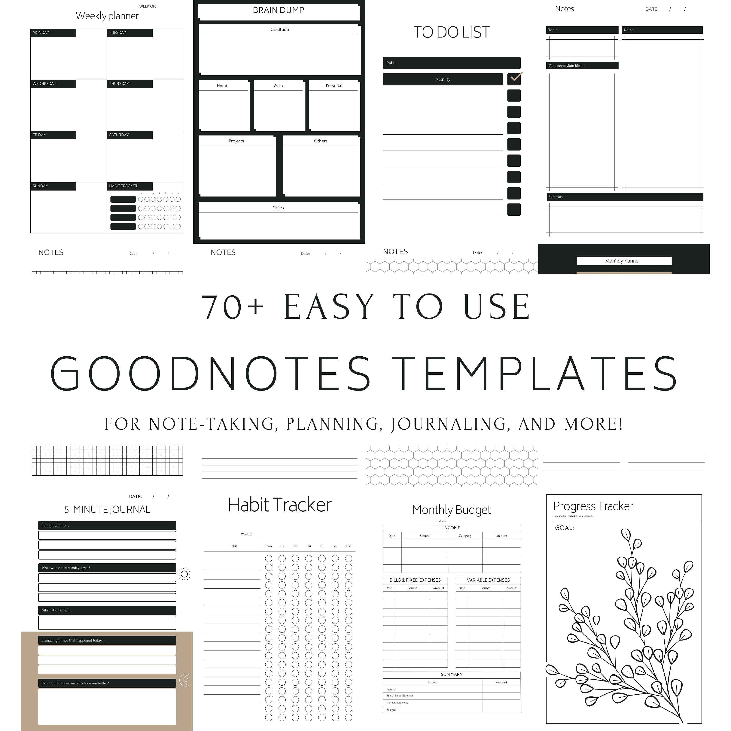 Goodnotes Template Kit Neutral, Digital Planner for Note Taking ...