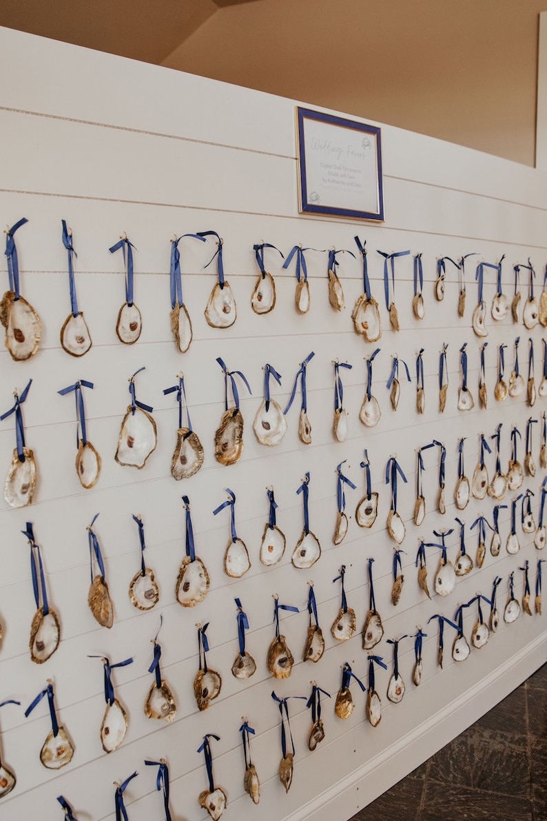 Oyster Shell Ornament | Hand Painted Gold or Silver Shell + Trim ...