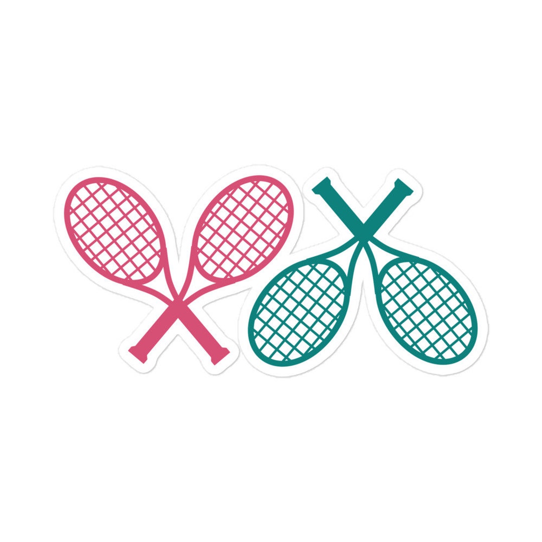 Pink & Green Tennis Racket // Bubble-free Stickers - Etsy