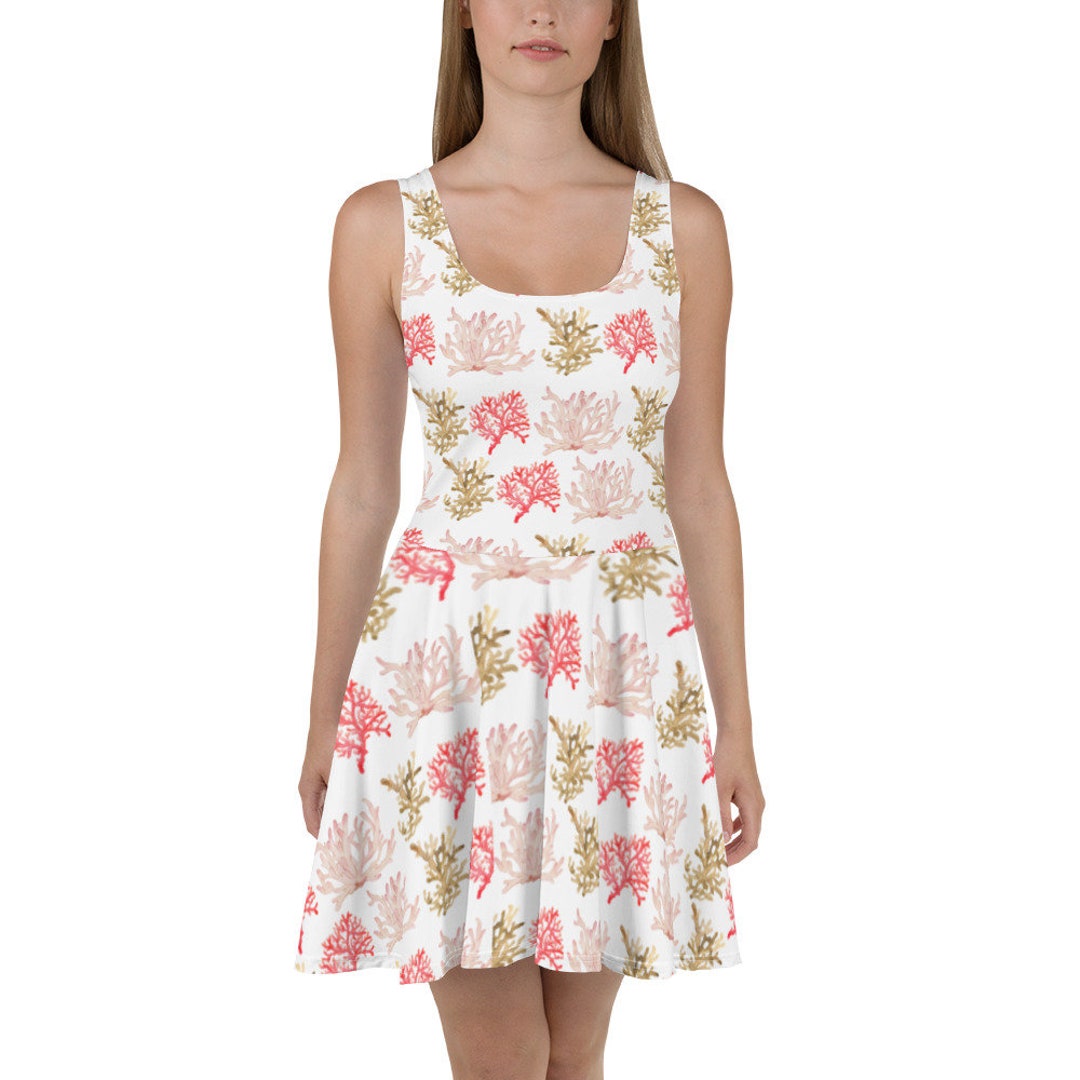 Coral Block Pattern Dress - Etsy