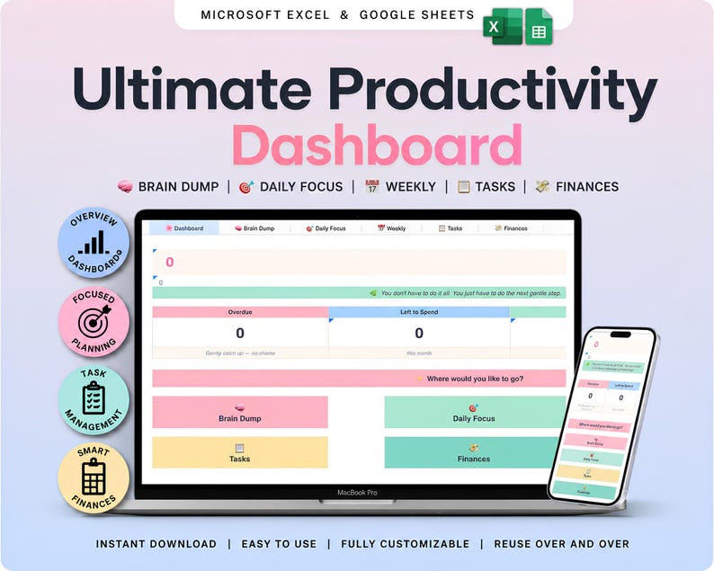 Dopamine Reset OS™ ADHD Google Sheets Planner | Gentle Executive ...