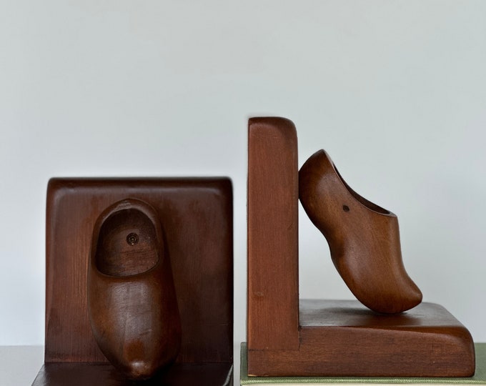 Vintage Wooden Clog Bookends Dutch Style Bookshelf Decor - Etsy